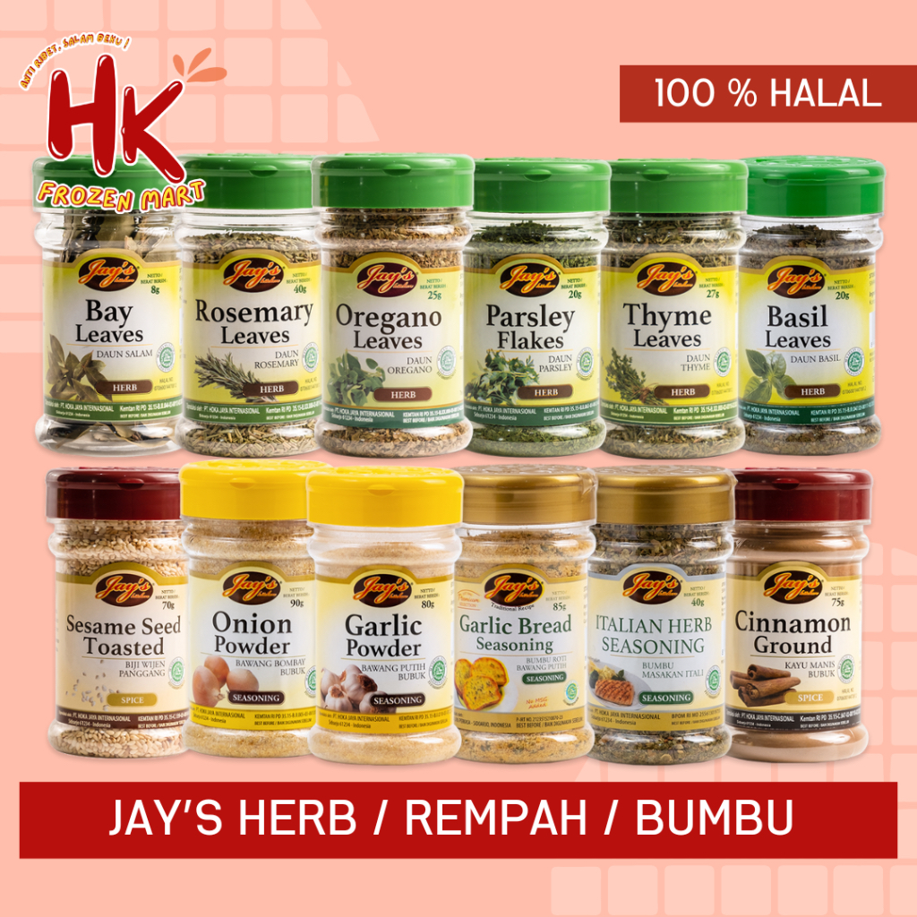 Jual Jay's Bumbu Rempah Herbs Oregano Basil Parsley Thyme Rosemary Bay ...