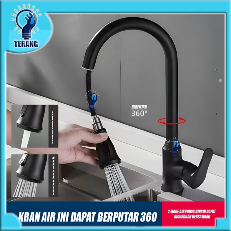 Jual Kran Sink Mixer Tarik Stainless SUS 304 Hitam / Kran Flexible ...