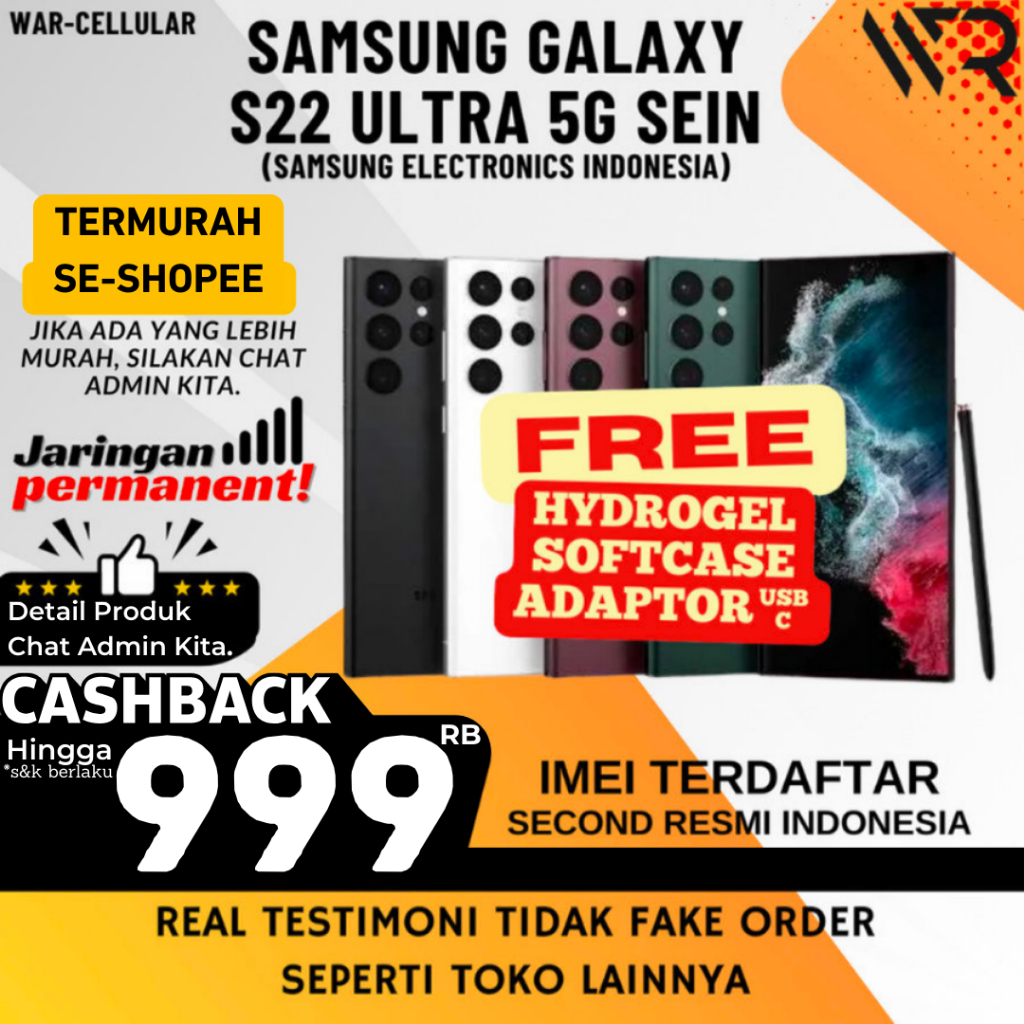 Jual SEIN | SAMSUNG GALAXY S22 ULTRA 5G 12/512GB 12/256GB 8/128GB | RESMI INDONESIA | Shopee ...