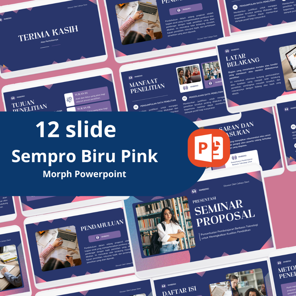 Jual Sempro Biru Pink Powerpoint - Template Proposal Seminar Profesional | PPT Morph Premium ...