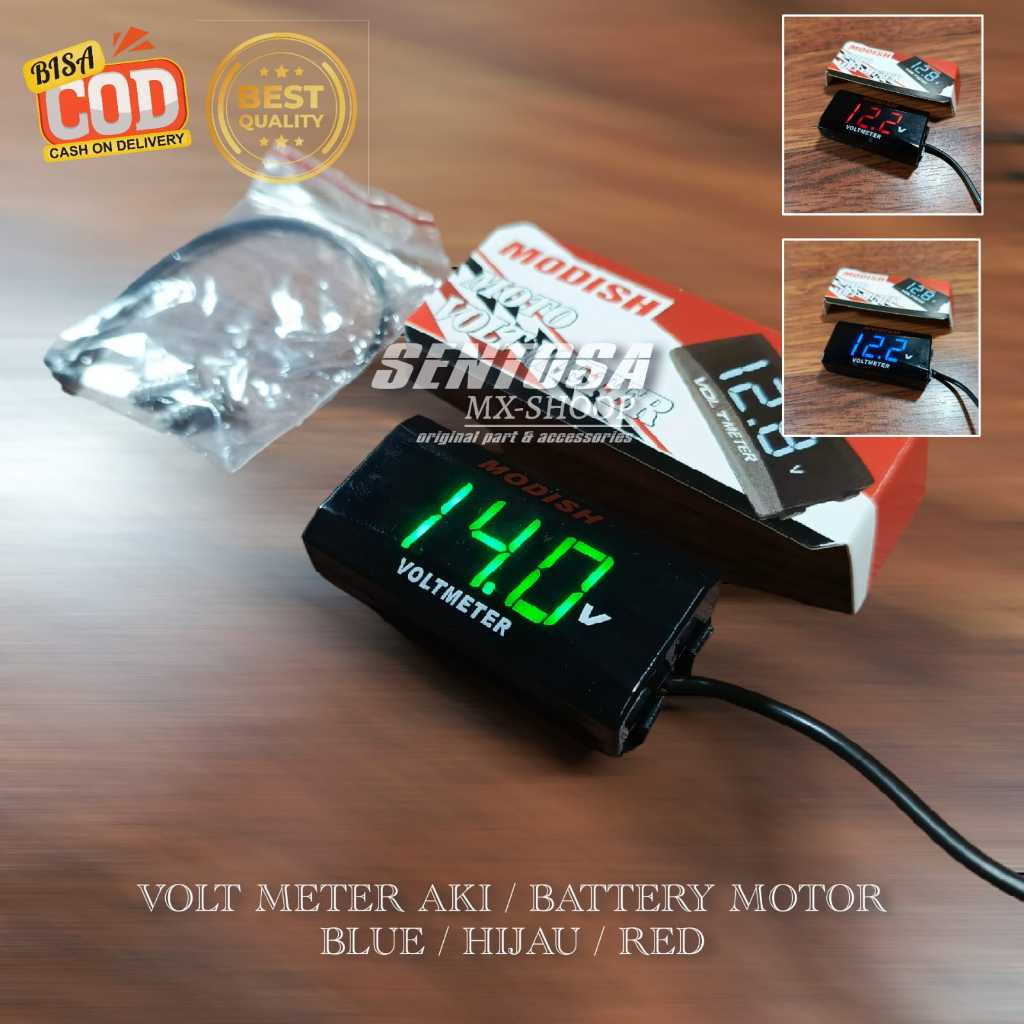 Jual VOLT METER AKI MOTOR - DIGITAL / PENGUKUR TEGANGAN AKI MOTOR CAHAYA BLUE & RED WATERPROOF ...