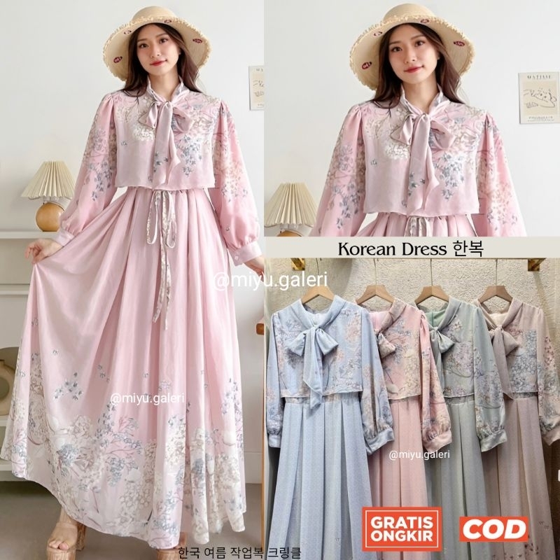 Jual Ahya Korean Dress Gamis Lipit ala Hanbok Import Terbaru 2024 Korea ...