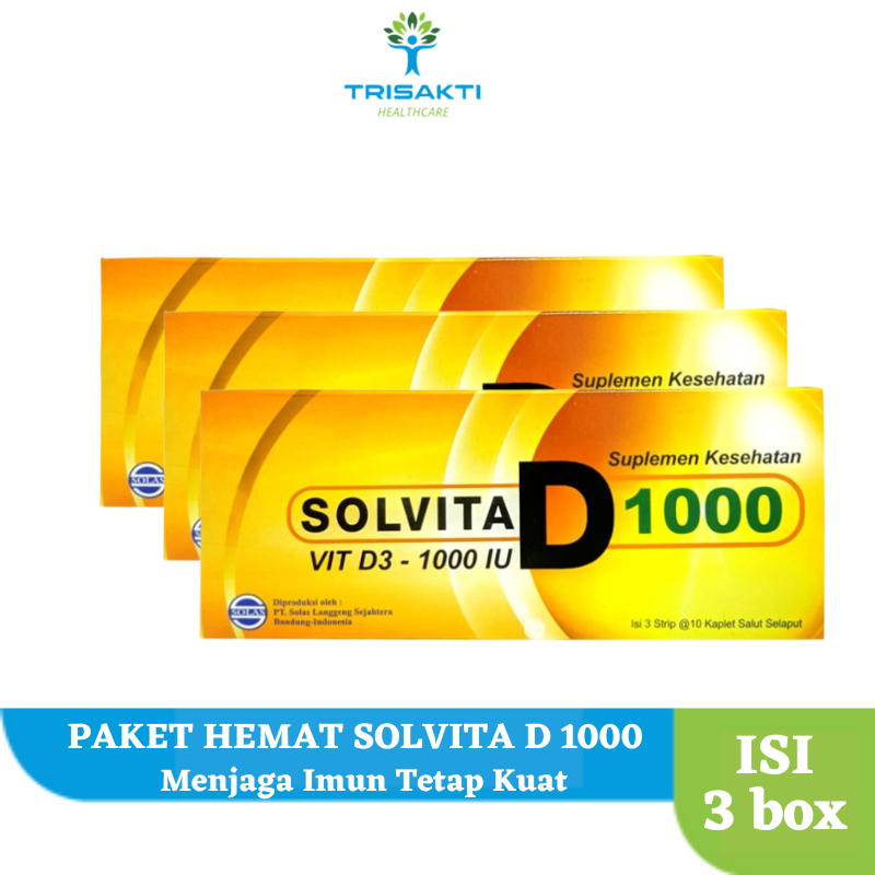 Jual Solvita D -1000 3 BOX 90 Kaplet Vitamin D3 Multivitamin Menjaga Daya tahan tubuh | Shopee ...