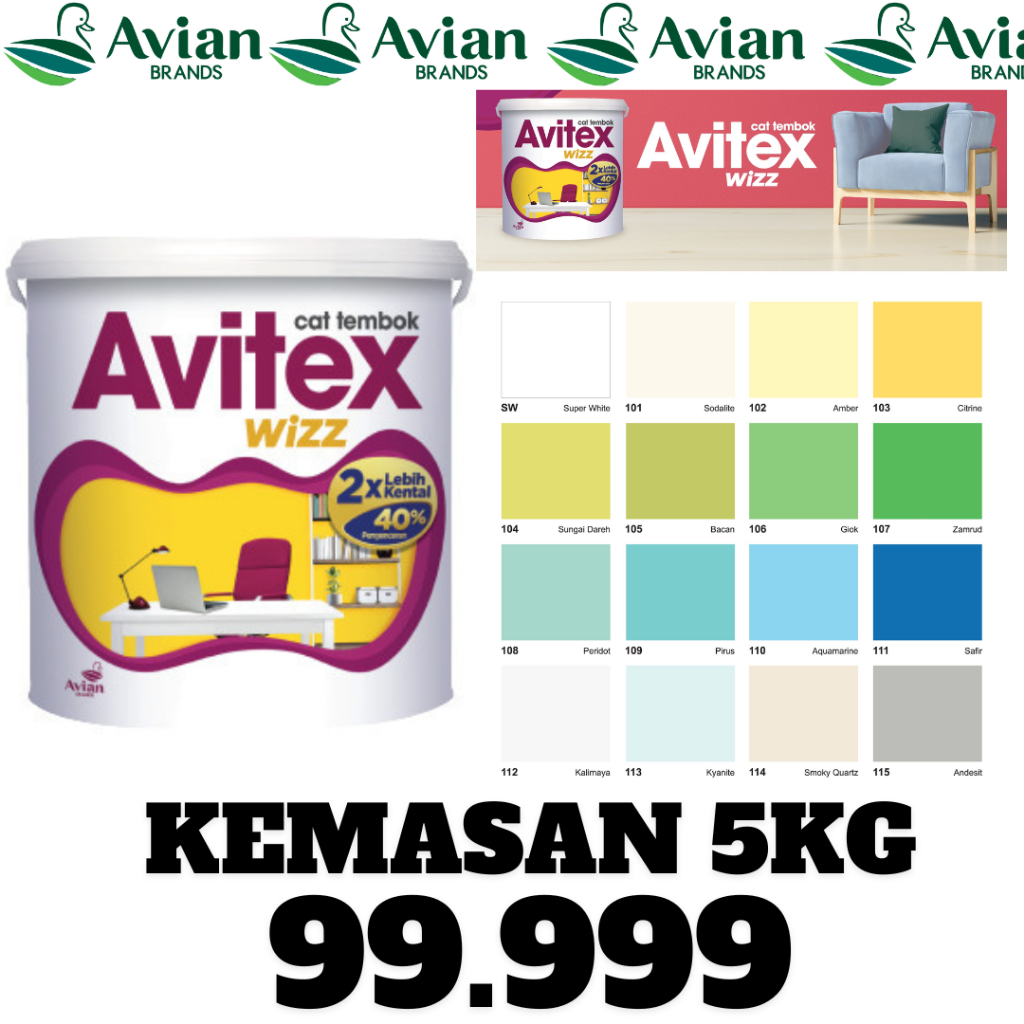 Jual Cat Tembok Avitex Wizz 5 Kg Ready Mix | Shopee Indonesia
