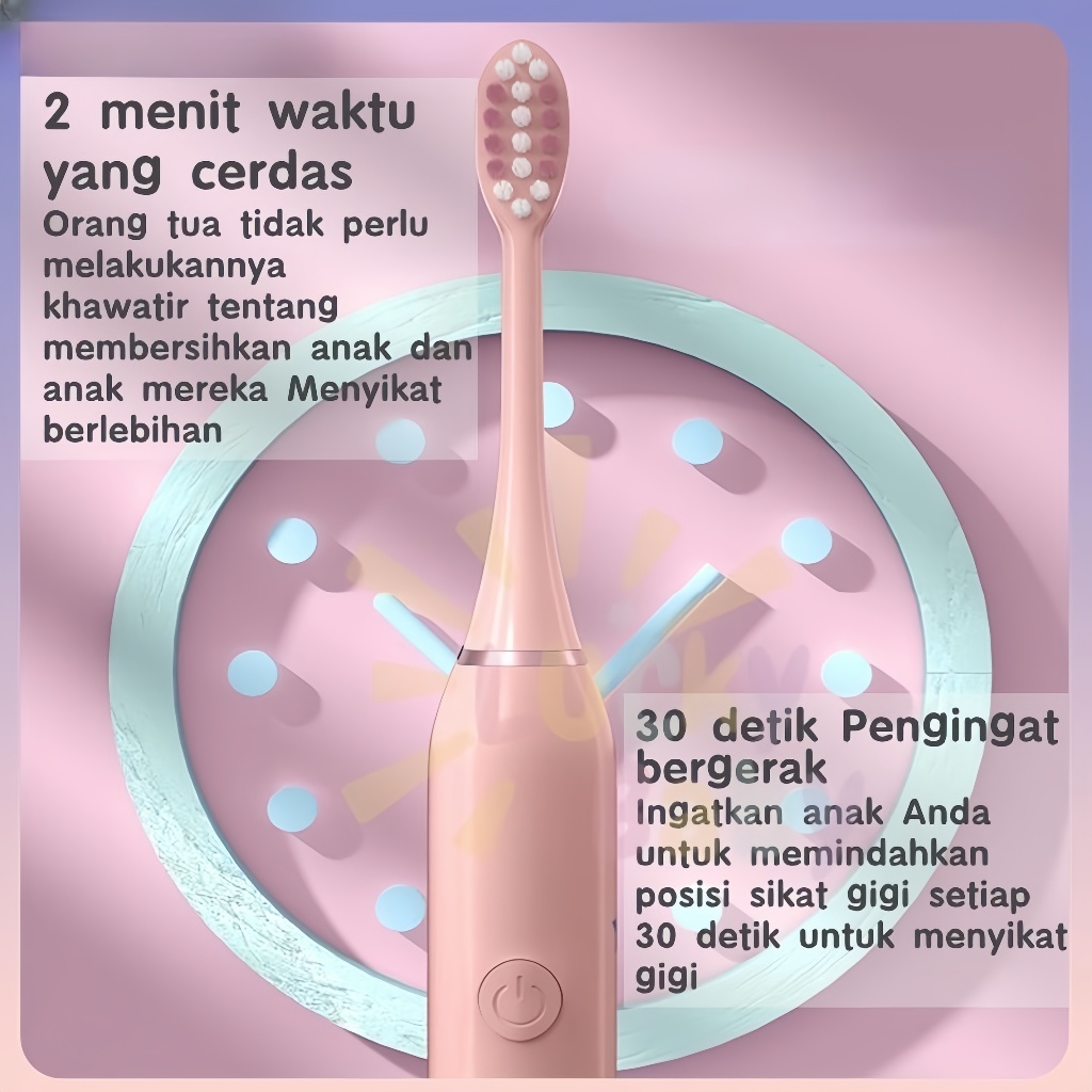 Jual Sikat Gigi Anak Elektrik / Kids Electric Toothbrush Sonic Vibration /4pcs Kepala Sikat ...