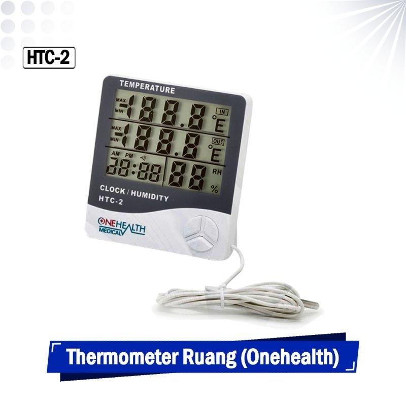 Jual HTC-2 Hygrometer Termometer OneHealth Alat Ukur Suhu Temperatur Ruangan Jam Digital ...