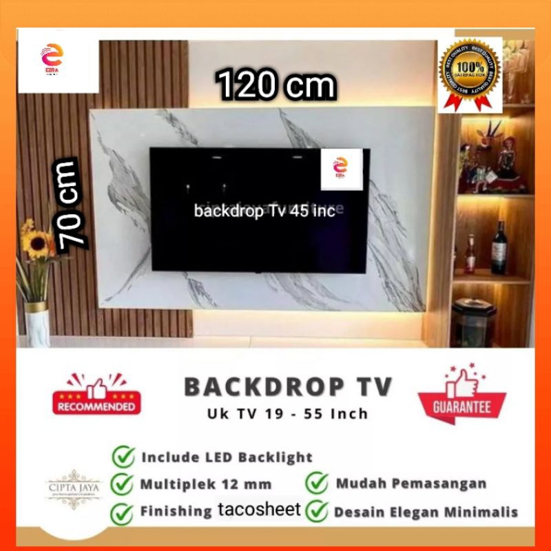 Jual Backdrop tv lampu LED digital tv minimalis modern 120 x 70 ...