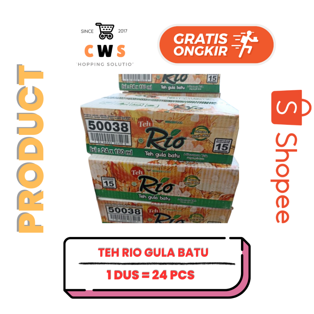 Jual TEH RIO Minuman Rasa Gula Batu Cup Gelas 180 ml - 1 Dus / 24 Pcs ...