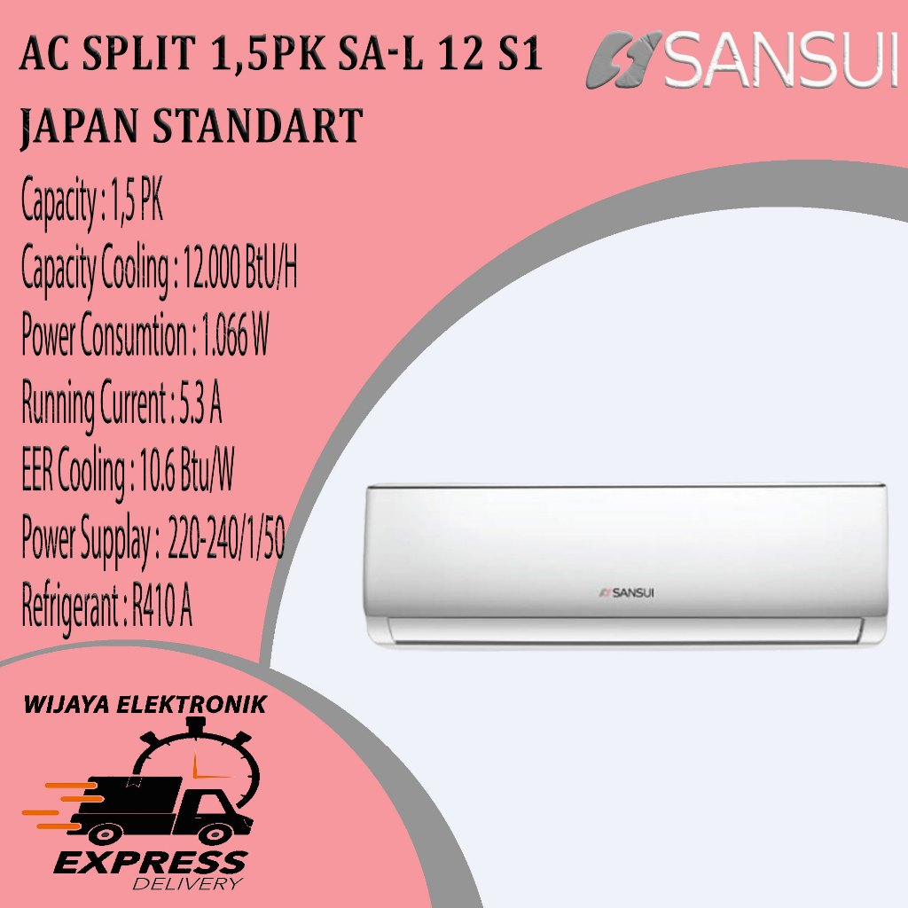 Jual AC SANSUI 1,5 PK 2,5 PK AC SPLIT SANSUI STANDART SA-L 12 S1 1,5 PK ...