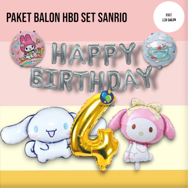 Jual Paket Balon Sanrio Happy Birthday Cinnamoroll Melody / Set ...