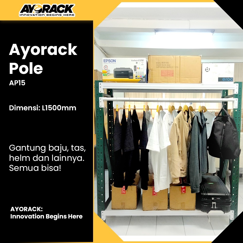 Jual ACC AYORACK POLE AP15 - BEAM BULAT GANTUNGAN RAK GUDANG TIANG RACK HORIZONTAL 1.5 METER ...