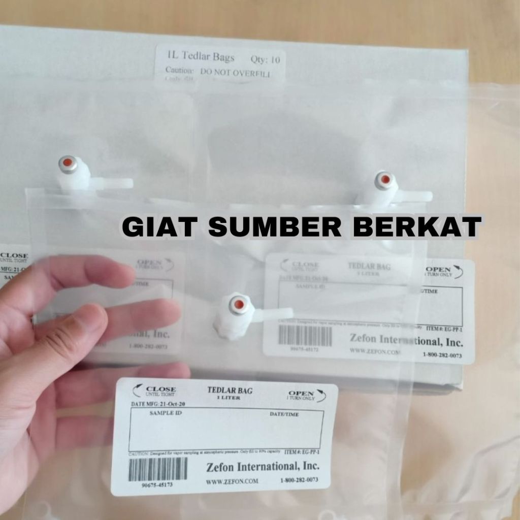 Jual Jual Tedlar Bag Gas Sampling, Ready stock TEDLAR BAG 1,0 Liter 1 ...