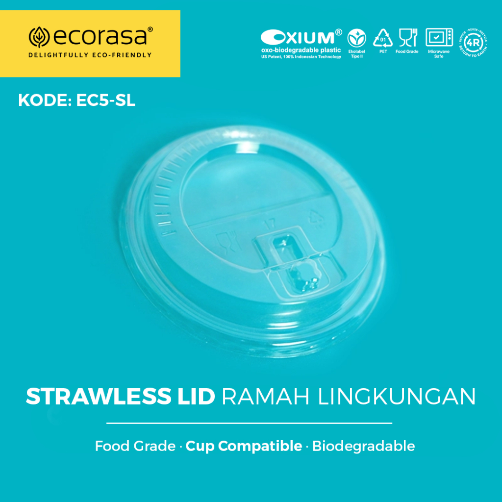 Jual Strawless Lid ecorasa ramah lingkungan oxium EC5-SL (50 pcs ...