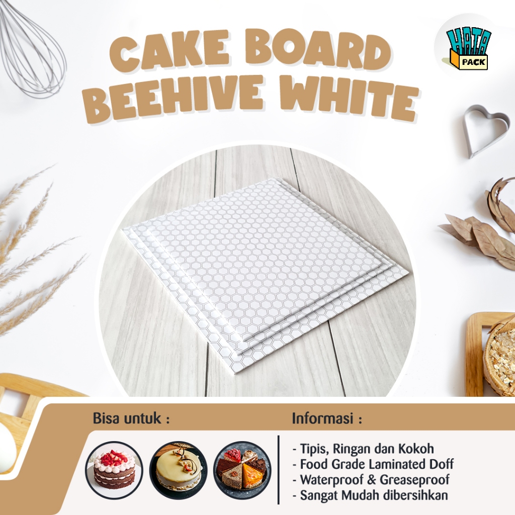 Jual Tatakan Kue Motif Beehive / Alas Kue / Cake Board Beehive White ...