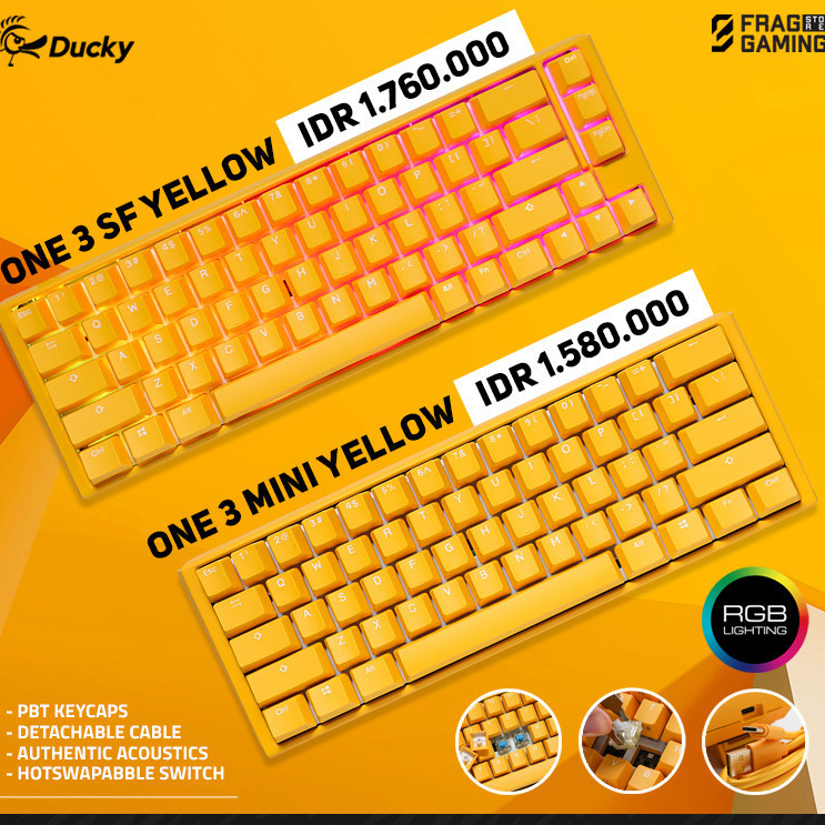 Jual Ducky One 3 Mini Yellow Ducky Hotswap RGB Mechanial Gaming ...