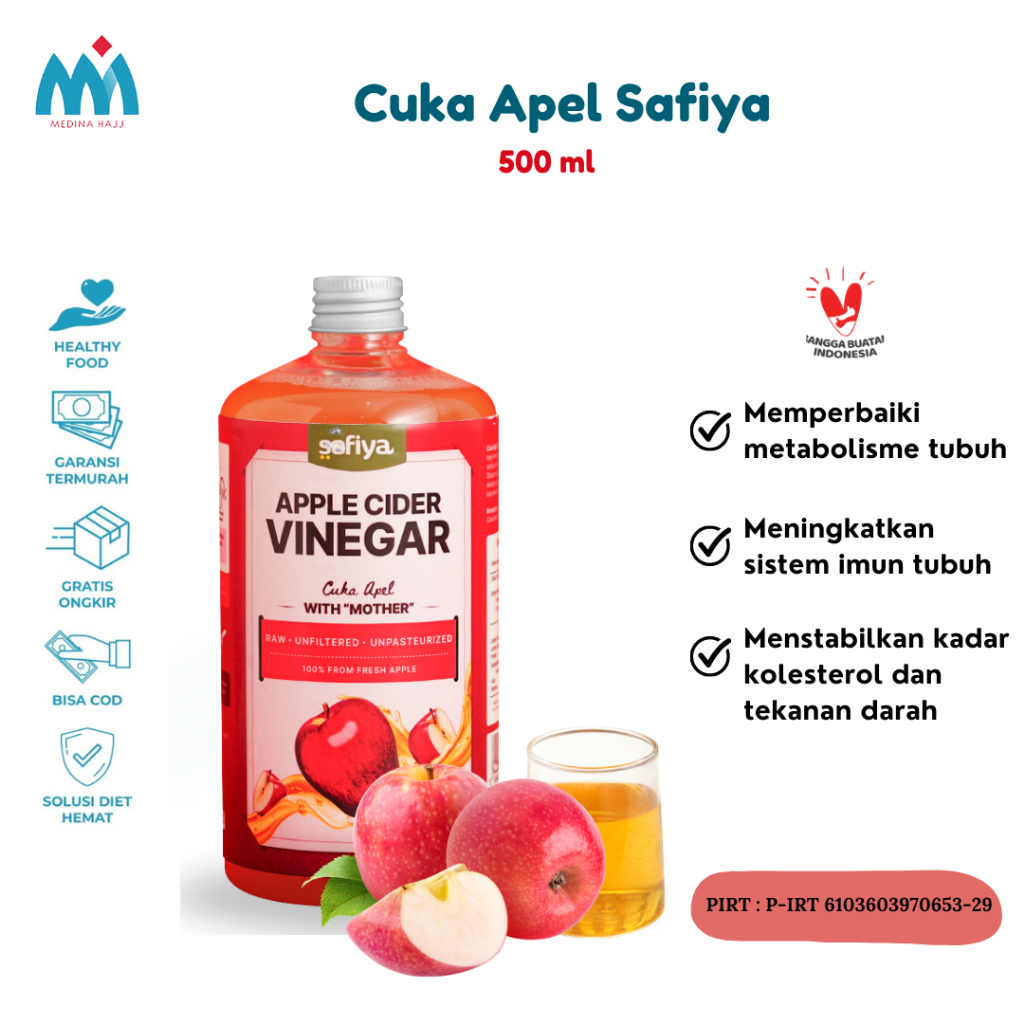 Jual Cuka Apel Safiya 500 ml - Cuka Apel Cider Vinegar Original with ...