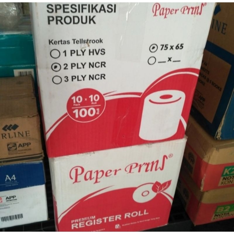 Jual Paperpryns Register Roll 75x65 2ply / Kertas Kasir 2ply - Dus isi ...