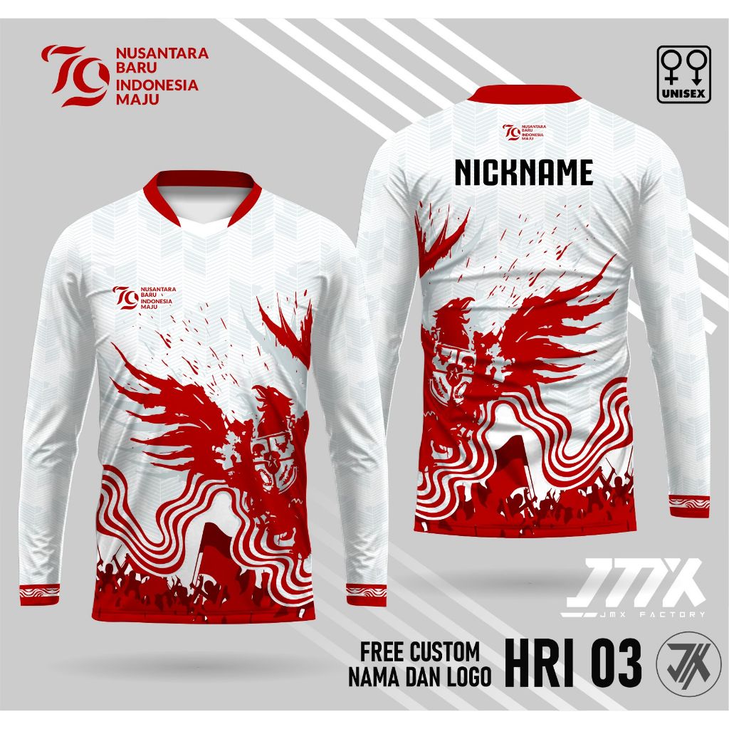 Jual jersey hut kemerdekaan ri ke 79 lengan panjang baju dirgahayu ri 2024 kaos indonesia ...