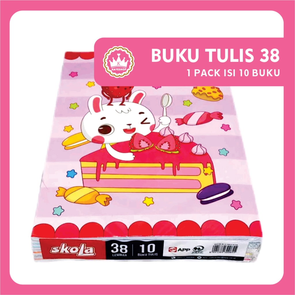 Jual Buku Tulis 38 Lembar ( 1 Pack isi 10 Buku ) | Buku Garis Anak ...