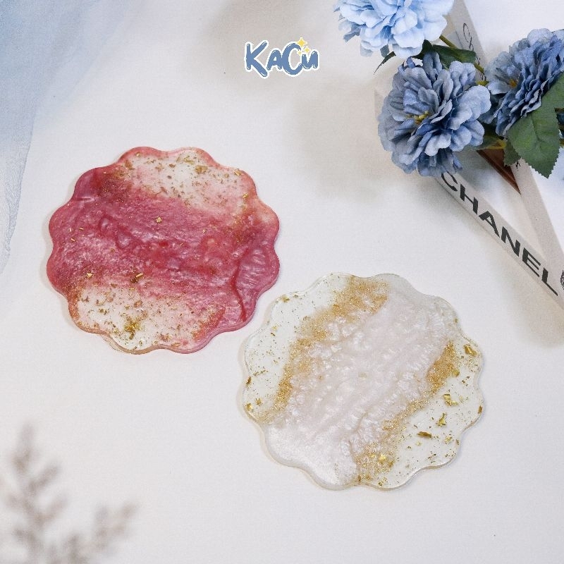 Jual Coaster Resin Bunga 16cm / Tatakan Ringbox Resin / Coaster Tray ...