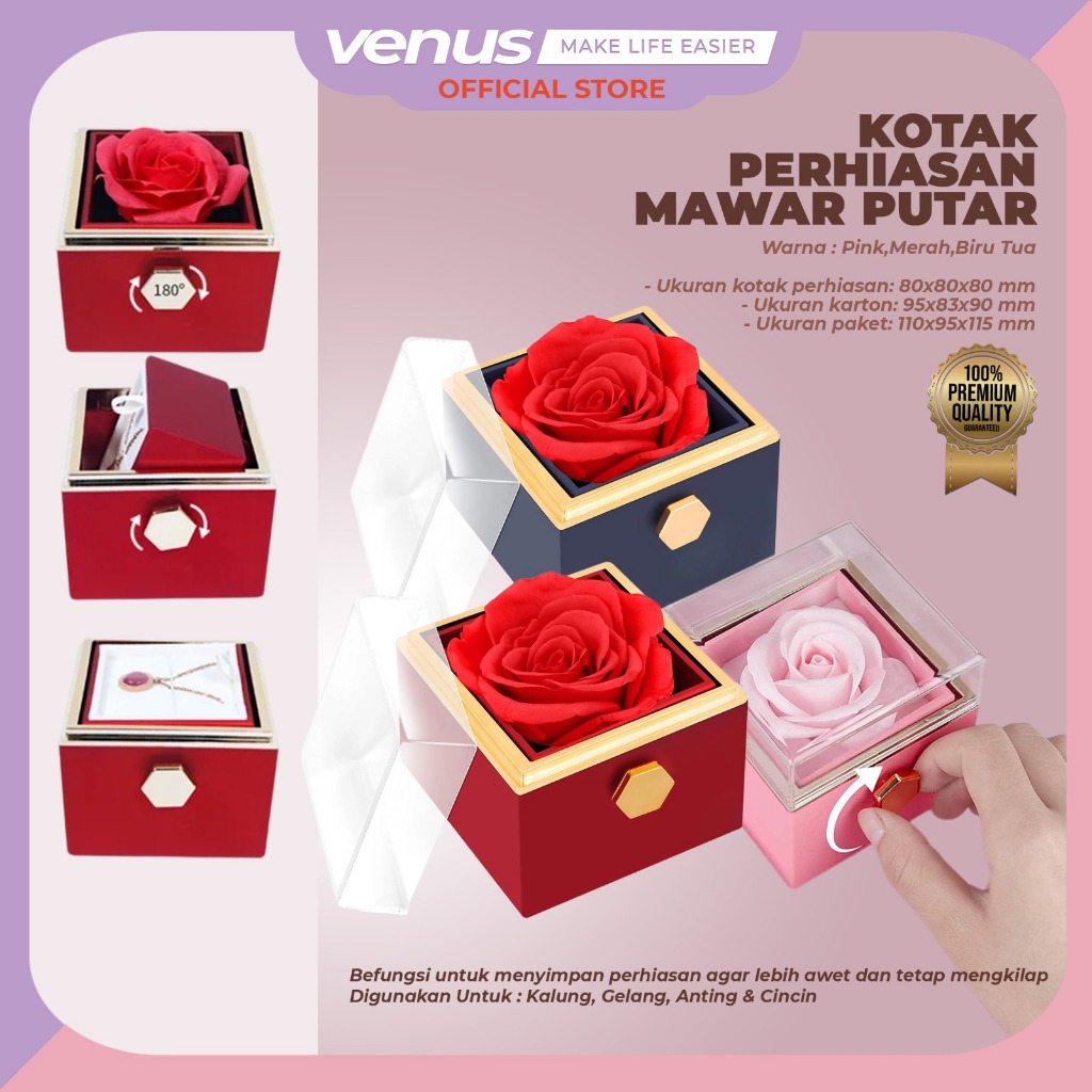 Jual Kotak Perhiasan Cincin Kalung Bunga Abadi Mawar Eternal Rose Gift ...