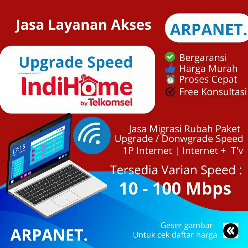 Jual Upgrade Speed IndiHome | High Speed 100 - 100 Mbps | 1P Internet ...