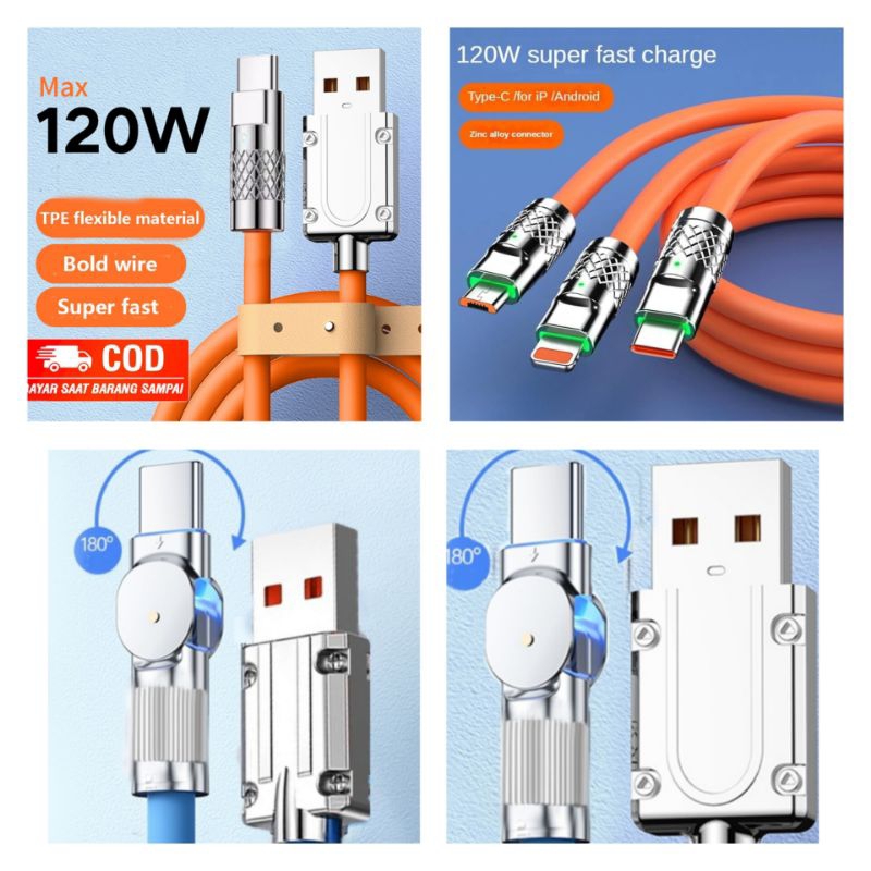 Jual kabel Data 120W Fast Charging Super Charger Ip Type c To Tipe C PD ...