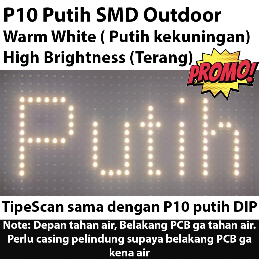 Jual Panel Modul LED P10 Putih SMD OUTDOOR HUB12 32x16cm Warm White ...