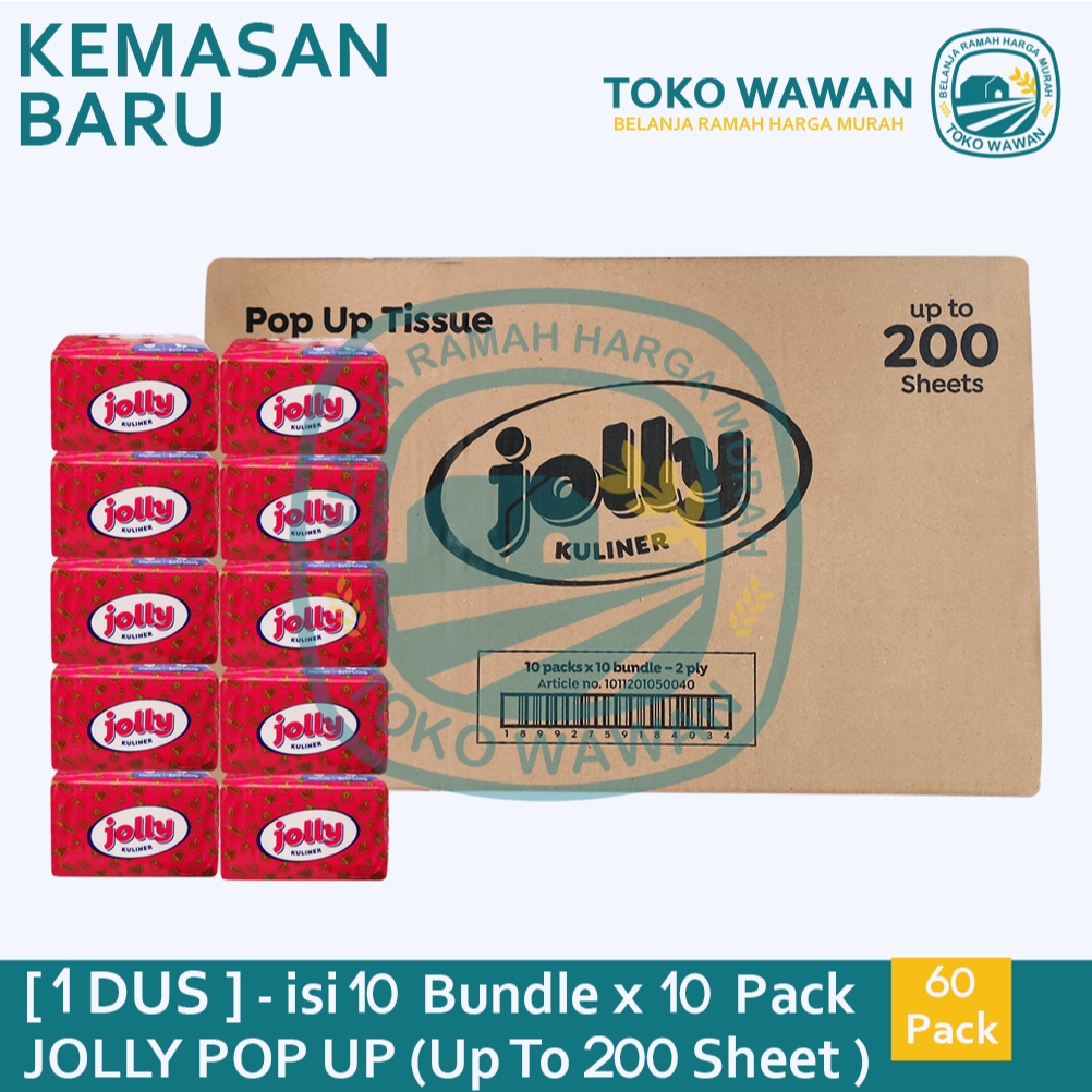 Jual Tissue JOLLY Pop Up (Up To 200 Sheet) / Tisu Meja 1 DUS isi 100 ...