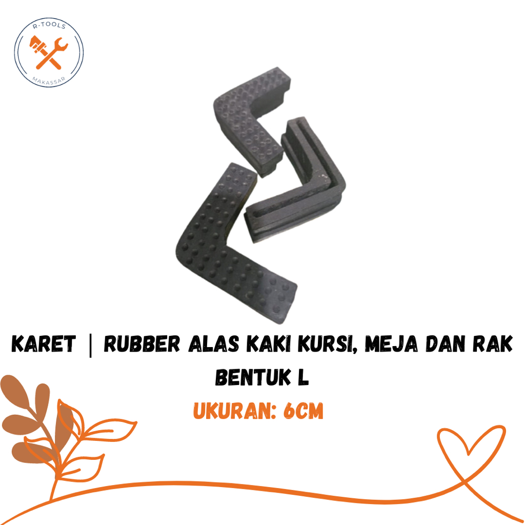Jual Karet / Rubber Alas Kaki Kursi/Meja/Rak Hollow 6cm Bentuk L ...