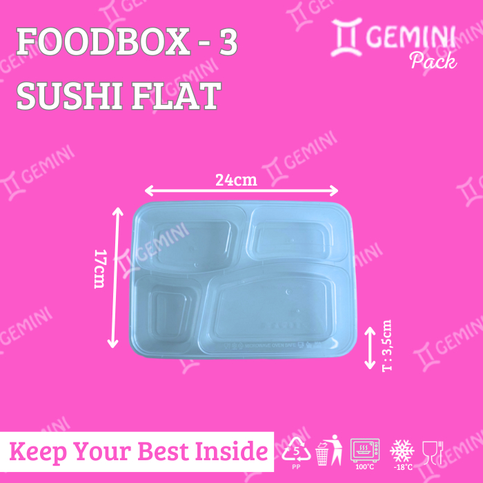Jual Thinwall Sushi Flat Sekat 4 Dus 300 Pcs Kotak Makan Sekat / Food ...