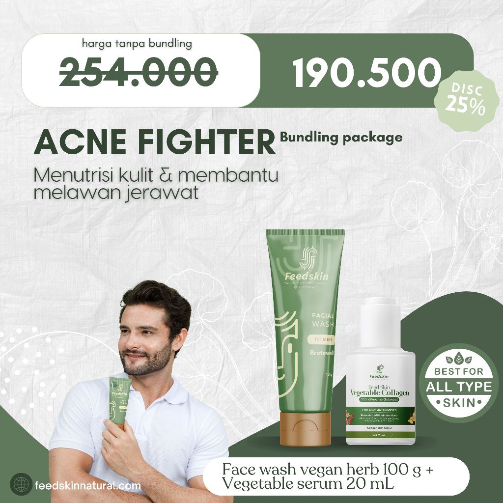 Jual FEED SKIN ACNE FIGHTER COMBO - Facial Wash Vegan Jamu 100 gr ...