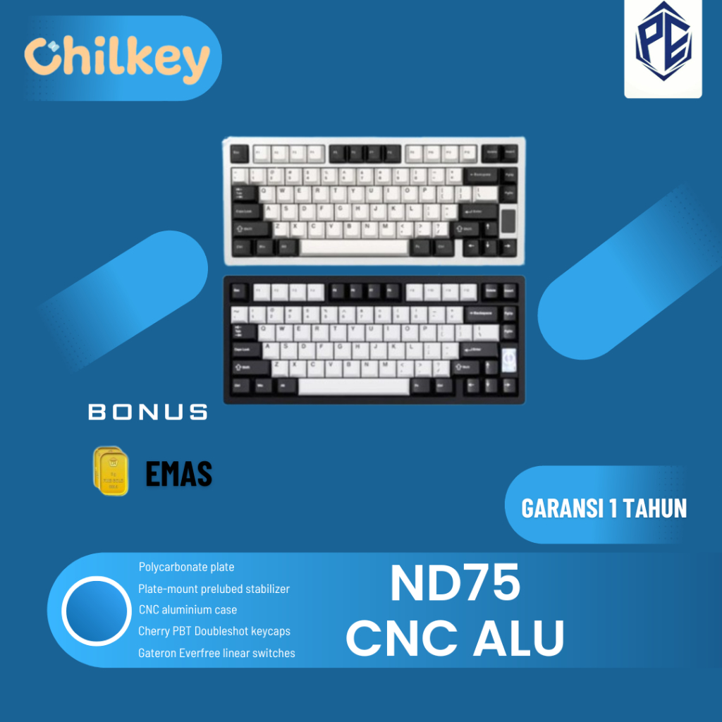Jual Chillkey ND75 / ND-75 Alumunium CNC Wireless 75% Mechanical Keyboard Chilkey | Shopee Indonesia