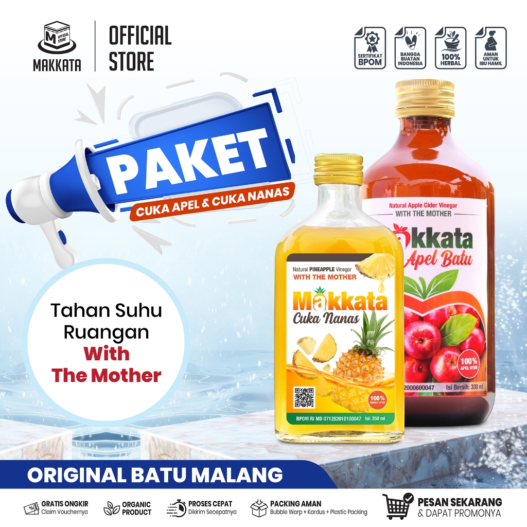 Jual MAKKATA Paket Cuka Nanas & Cuka Apel Makkata Original Batu Malang ...