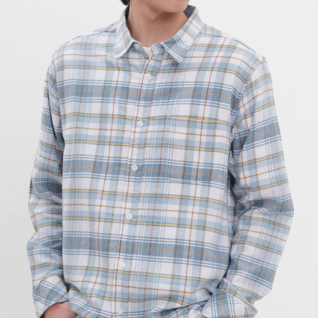 Jual M231 Kemeja Pria Flannel Panjang Biru 0301 | Shopee Indonesia