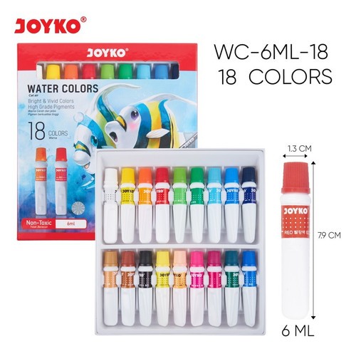 Jual JOYKO Cat Air Watercolor 18 Warna 6 Ml Set Paint Lukis Water Color ...