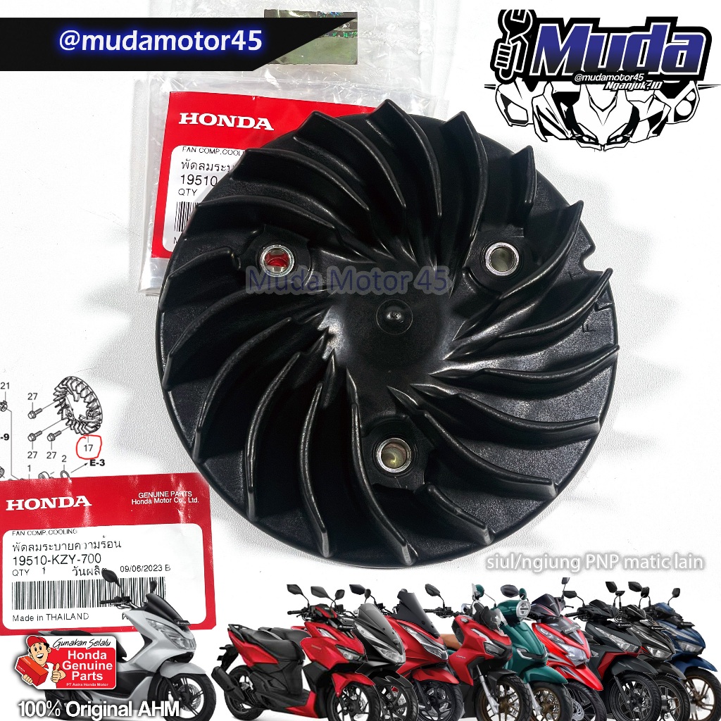 Jual KIPAS RADIATOR PCX 150 CBU THAILAND PNP VARIO ADV 125 160 19510-KZY-700 19510KZY700 ORI ...