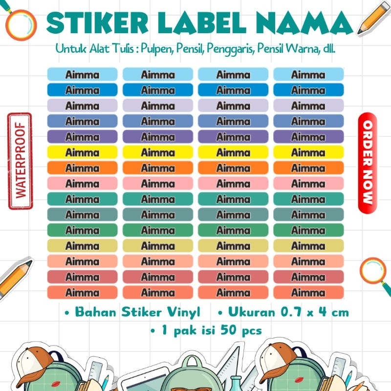 Jual (isi 60) Stiker Label Nama Kecil / Stiker Label Pensil / Stiker ...