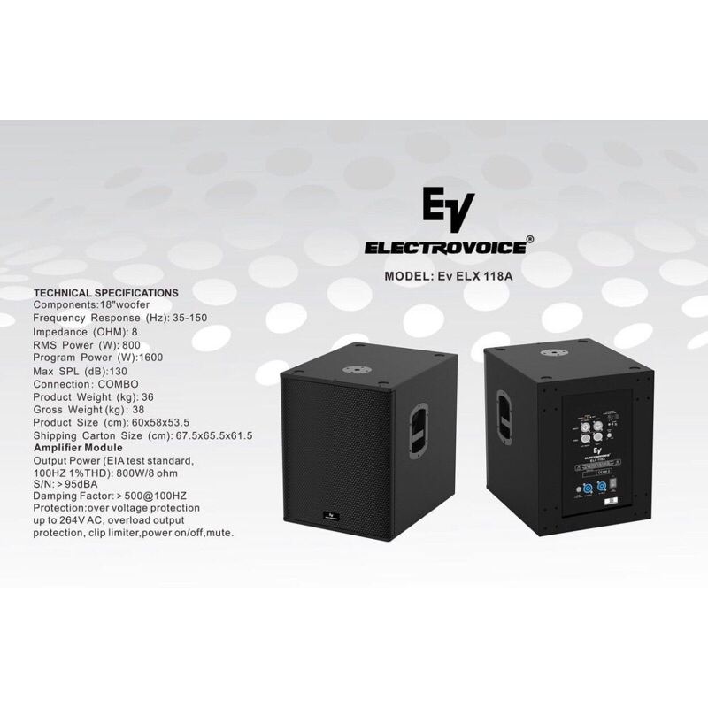 Jual Subwoofer speaker Aktif Electro voice EV ELX 118 A ELX118A ...