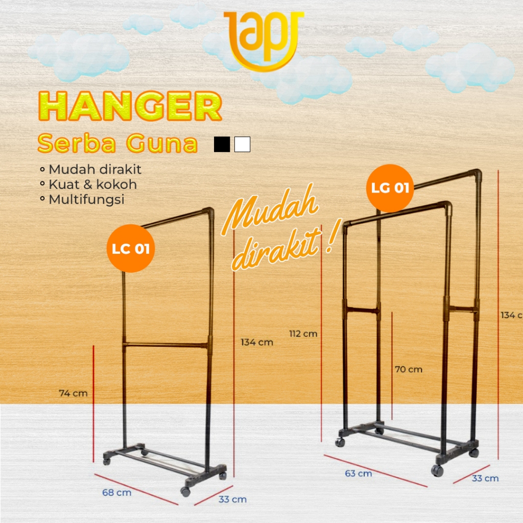 Jual Uapoffcial Stand Hanger Double Stand Hanger Baju Dengan Roda Stand ...