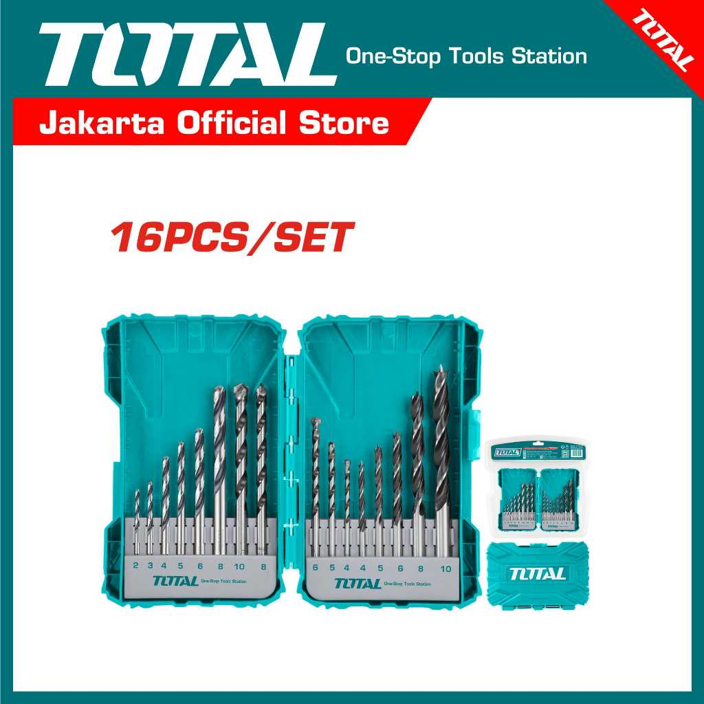 Jual TOTAL 16pcs Metal, Concrete and Wood Drill Bits Set TACSDL11601 ...
