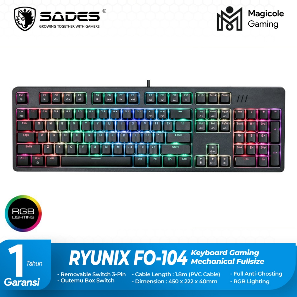 Jual Sades Ryunix FO-104 | FO104 | FO 104 Keyboard Gaming Mechanical Fullsize | Shopee Indonesia