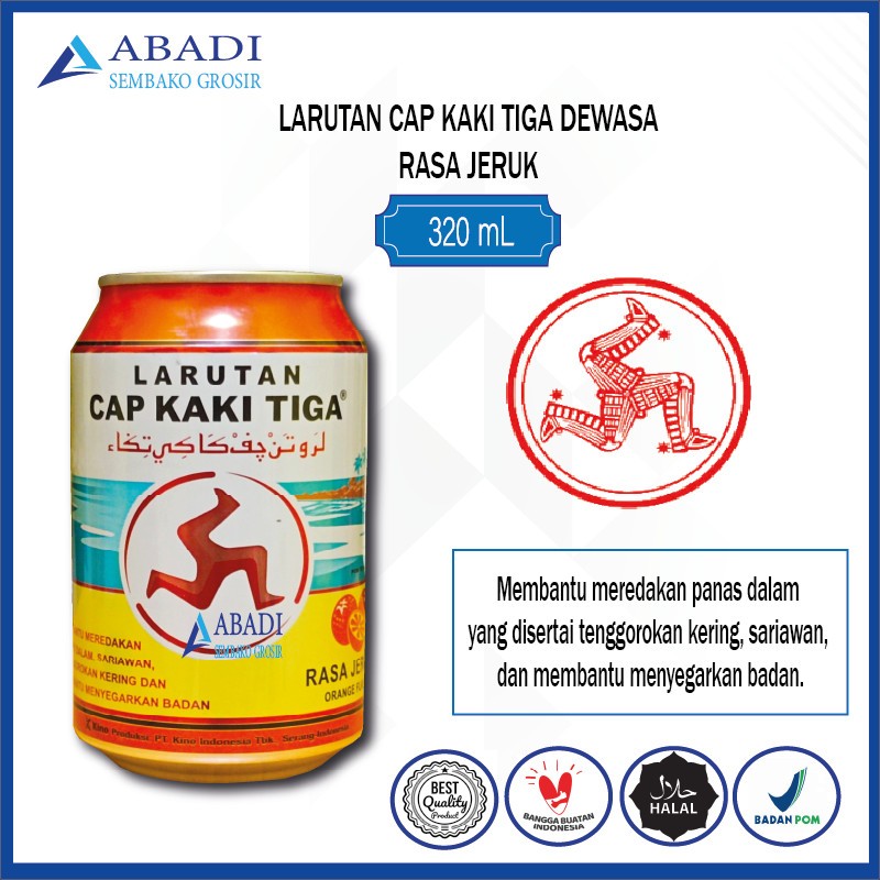 Jual Minuman Larutan Cap Kaki Tiga Dewasa Rasa Jeruk Meredakan Panas Dalam 320ml | Shopee Indonesia