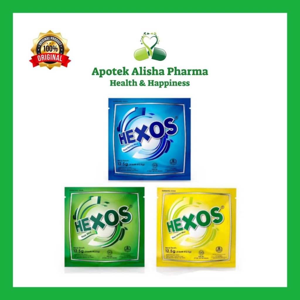 Jual Permen Hexos Hijau Mint / Kuning Lemon / Biru Barley Sachet ...