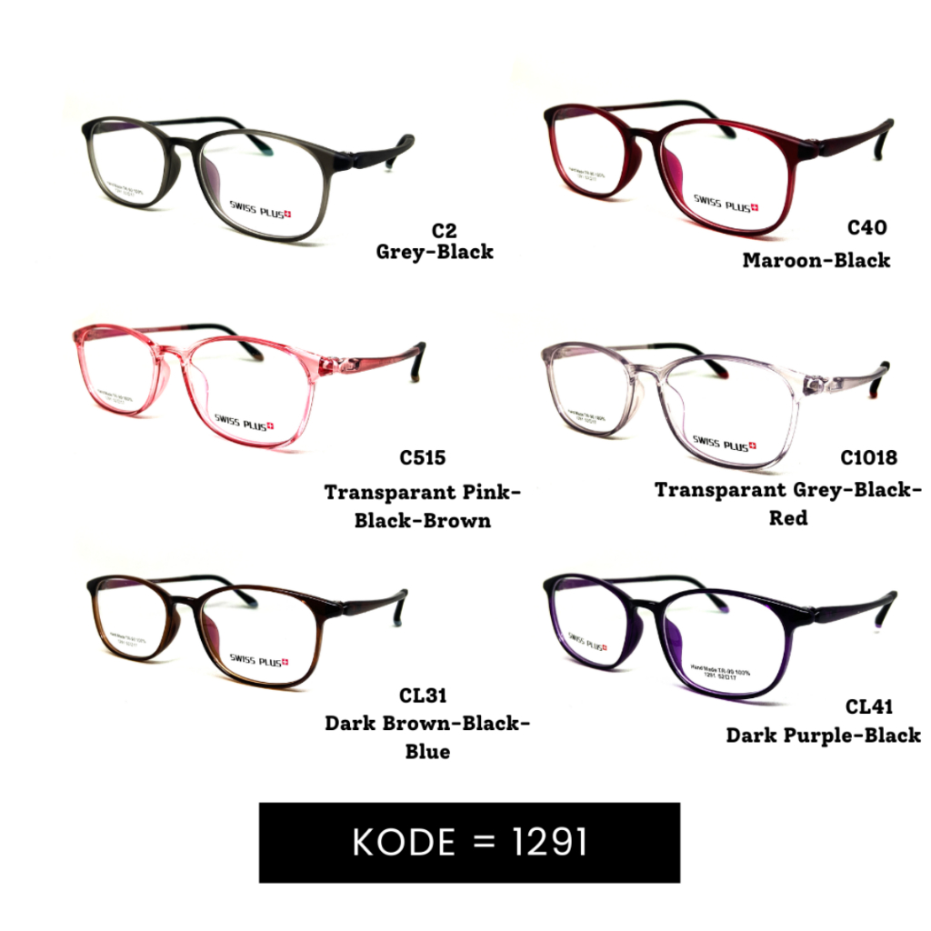 Jual FRAME KACAMATA ORIGINAL SWISS PLUS 1291 SIZE 52 LEBAR FRAME 136MM ...
