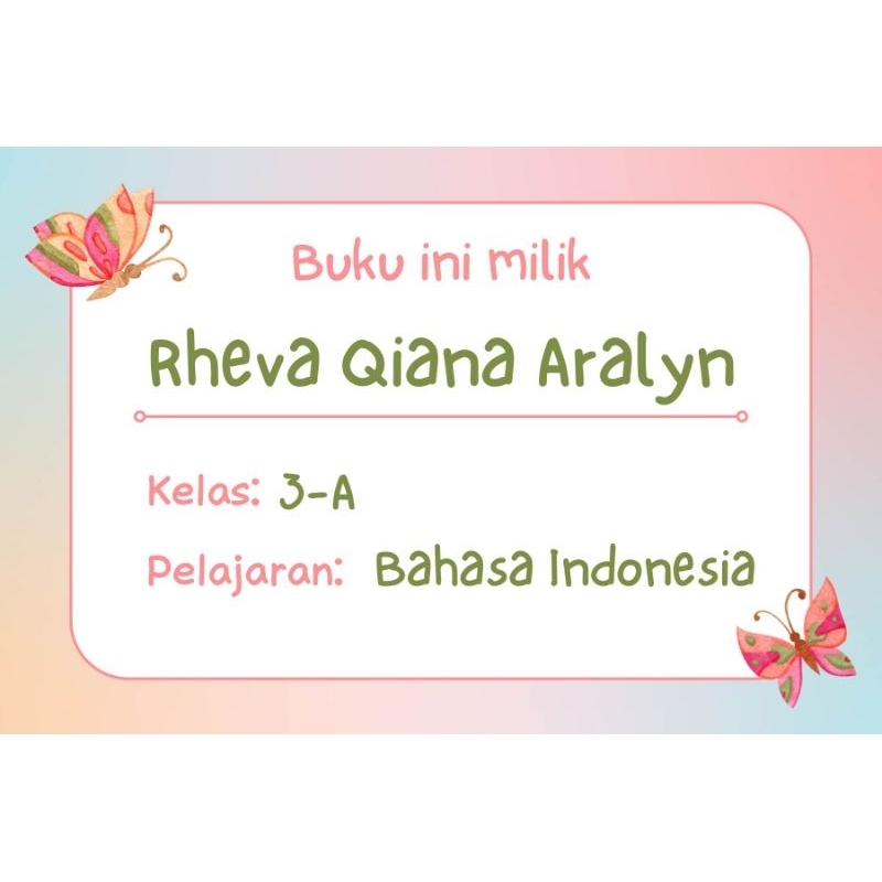 Jual stiker nama lebel buku / lebel nama / buku sekolah / motif kupu | Shopee Indonesia