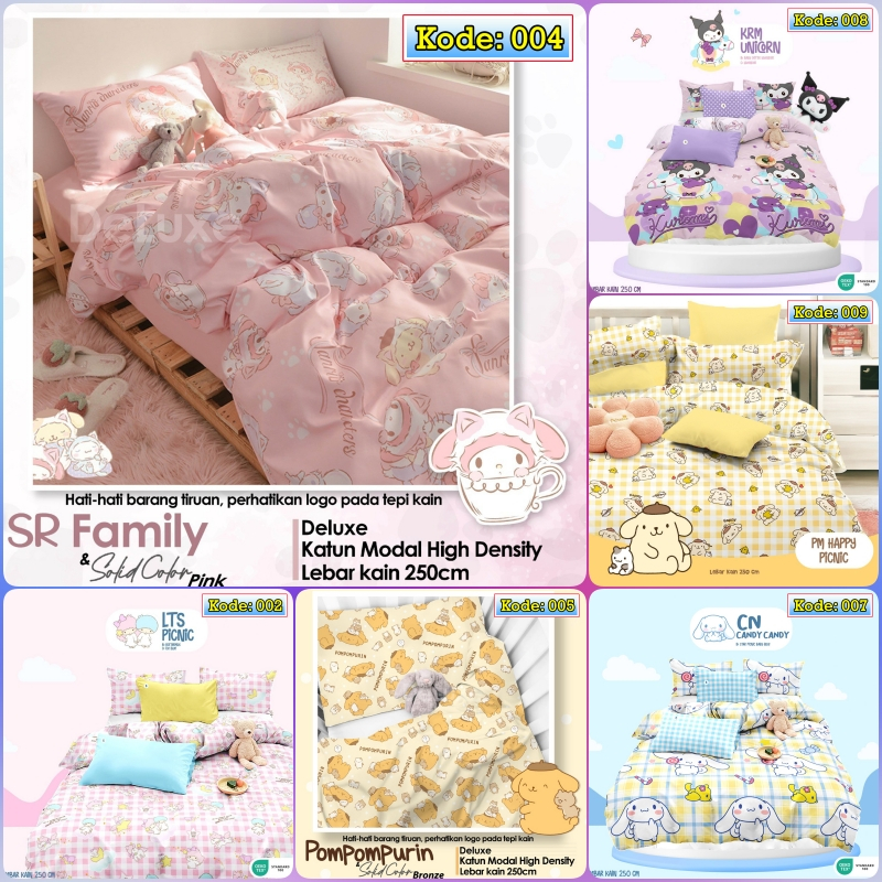 Jual Sprei Set Ukuran 90 100 120 Motif Karakter SR Sanrio Katun CVC Grade 1 Homemade Request ...