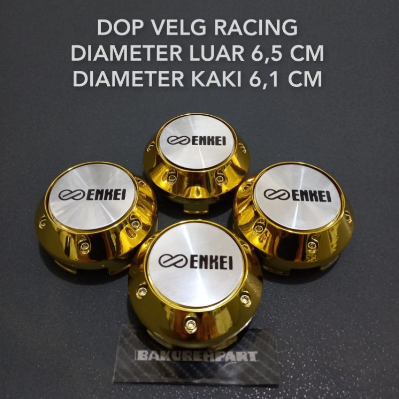 Jual Dop roda tutup velg mobil racing plat kuning tulisan ENKEI ...