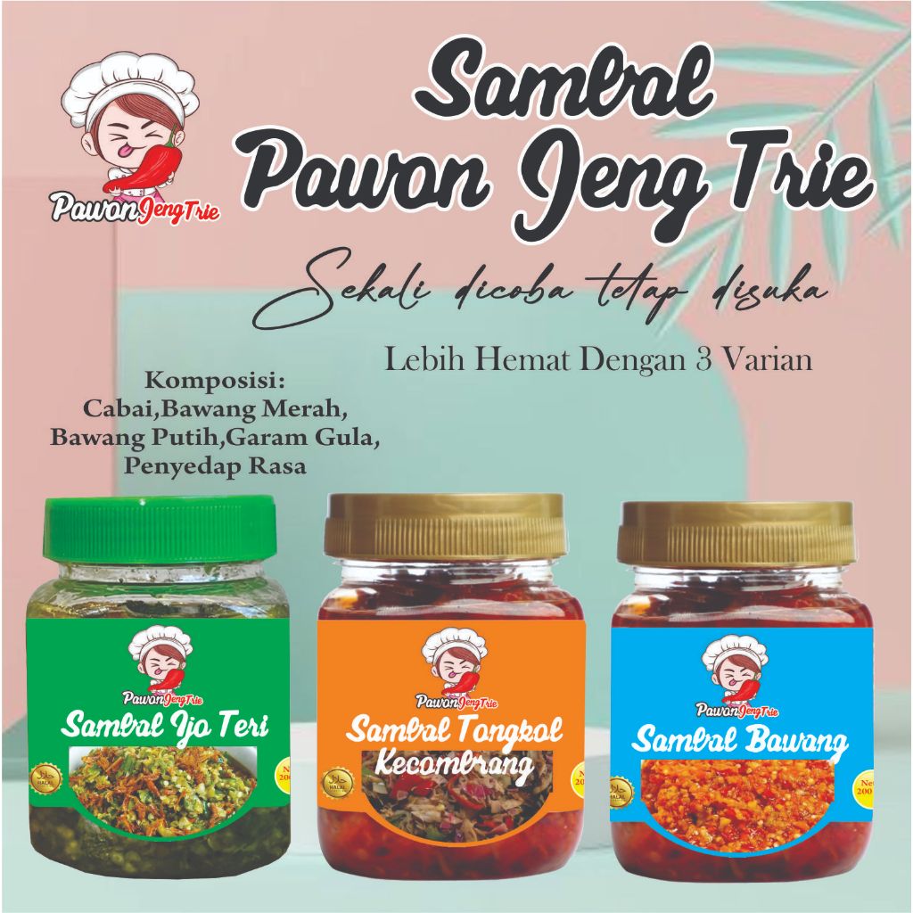 Jual Paket hemat 3 botol, Sambal Cabe Ijo Teri Tongkol Kecombrang ...