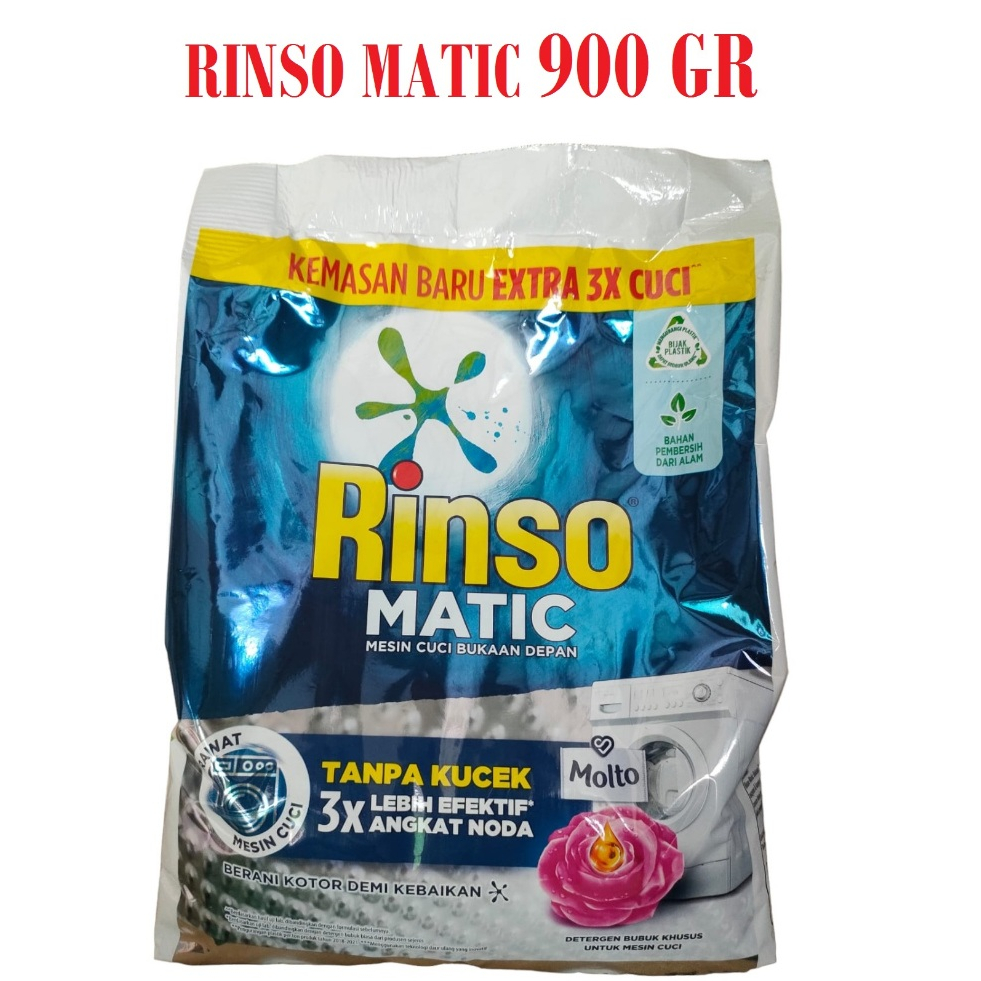 Jual RINSO MATIC BUBUK 900 GRAM Detergent Bubuk Konsentrat Deterjen Matic Mesin Cuci Bukaan ...